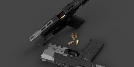 Cyberpunk 2077 militech vindicator 9mm 3d model for 3d printers free