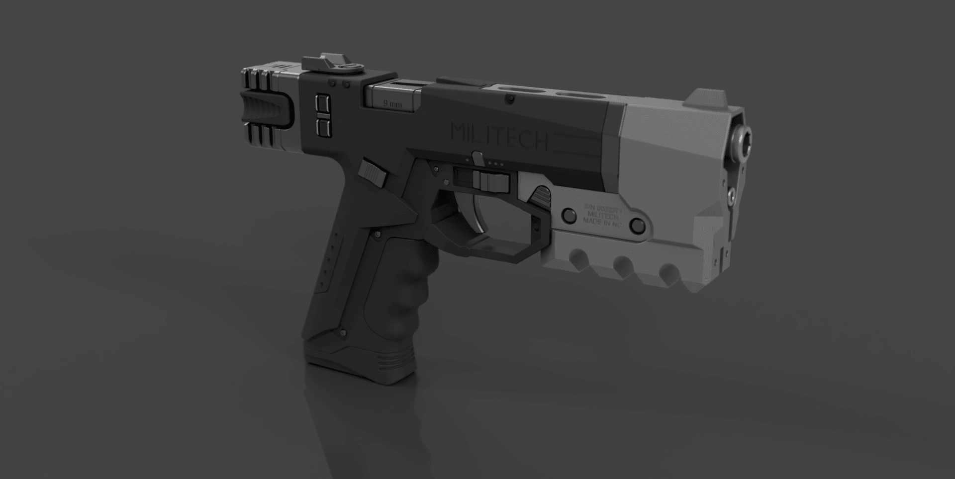 Cyberpunk 2077 militech vindicator 9mm 3d model for 3d printers free