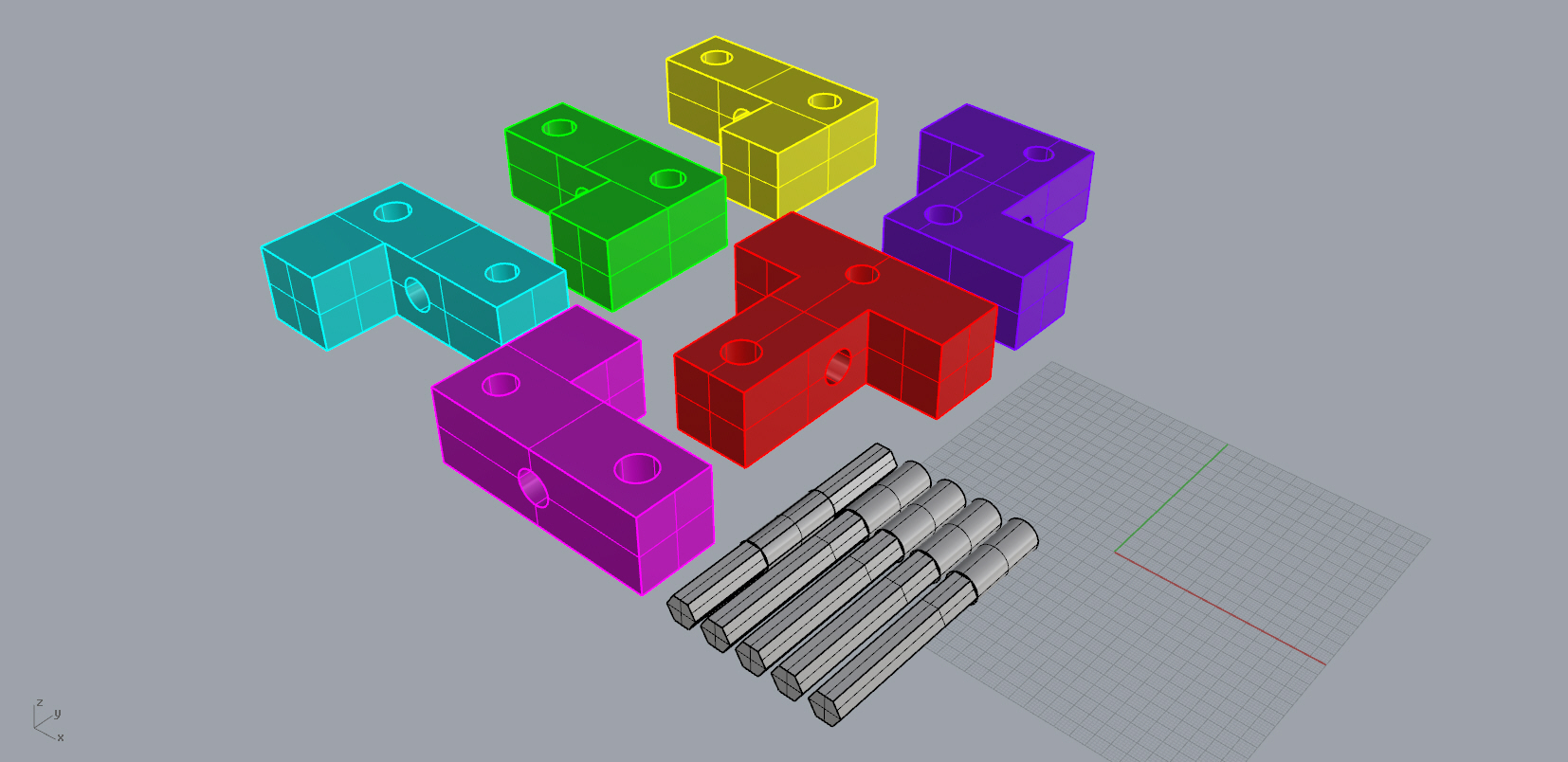 Blocks and pins sliding puzzle 3d model for 3d printers free