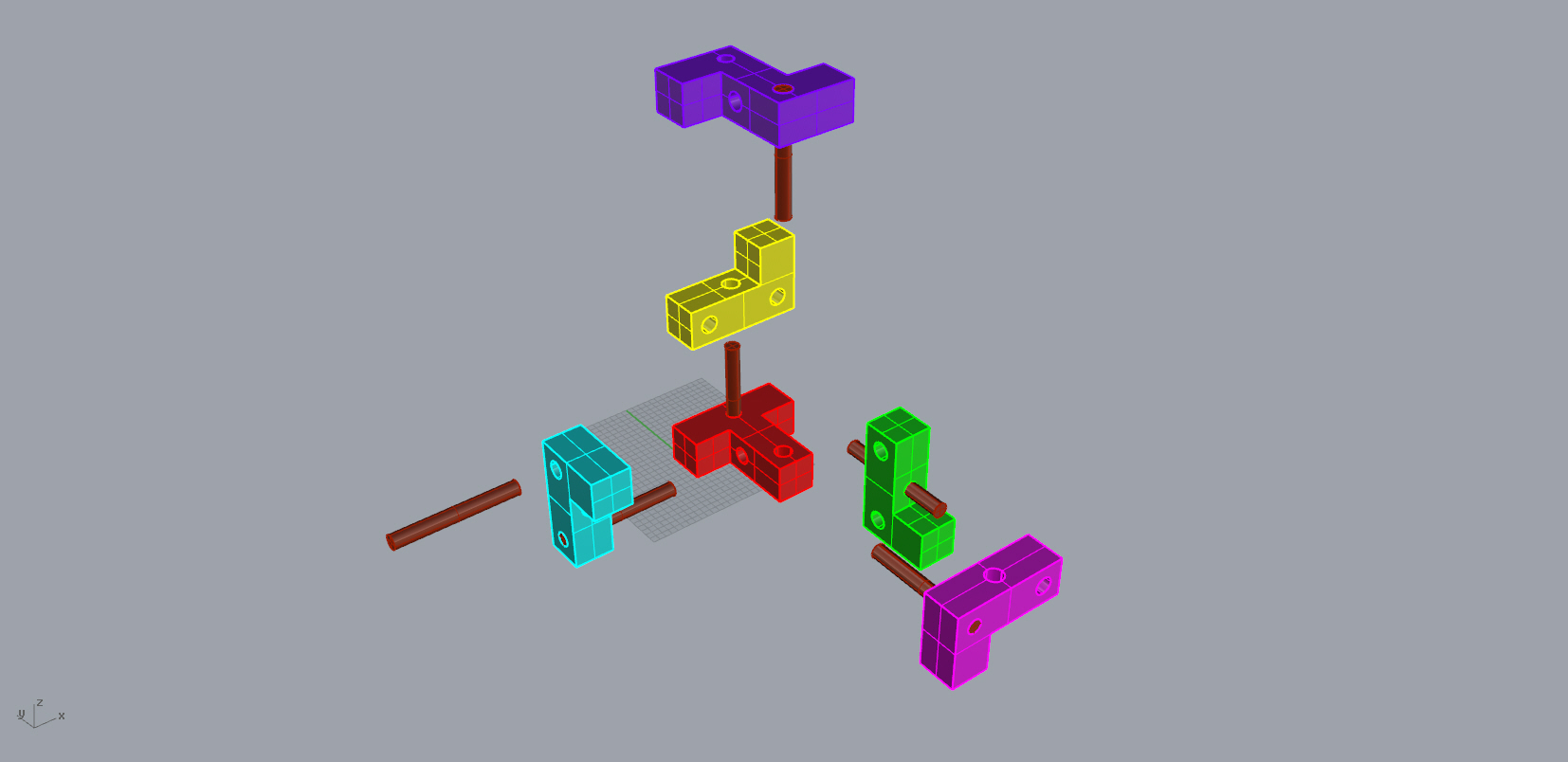 Blocks and pins sliding puzzle 3d model for 3d printers free